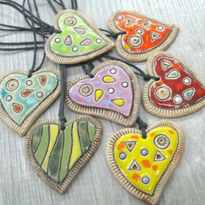 Ukrainian Ethnic Necklace Romantic Love Gift Ceramic Heart - Etsy