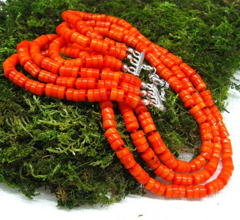 Bold Orange Red Coral Necklaces Natural Genuine Coral Jewelry | Etsy