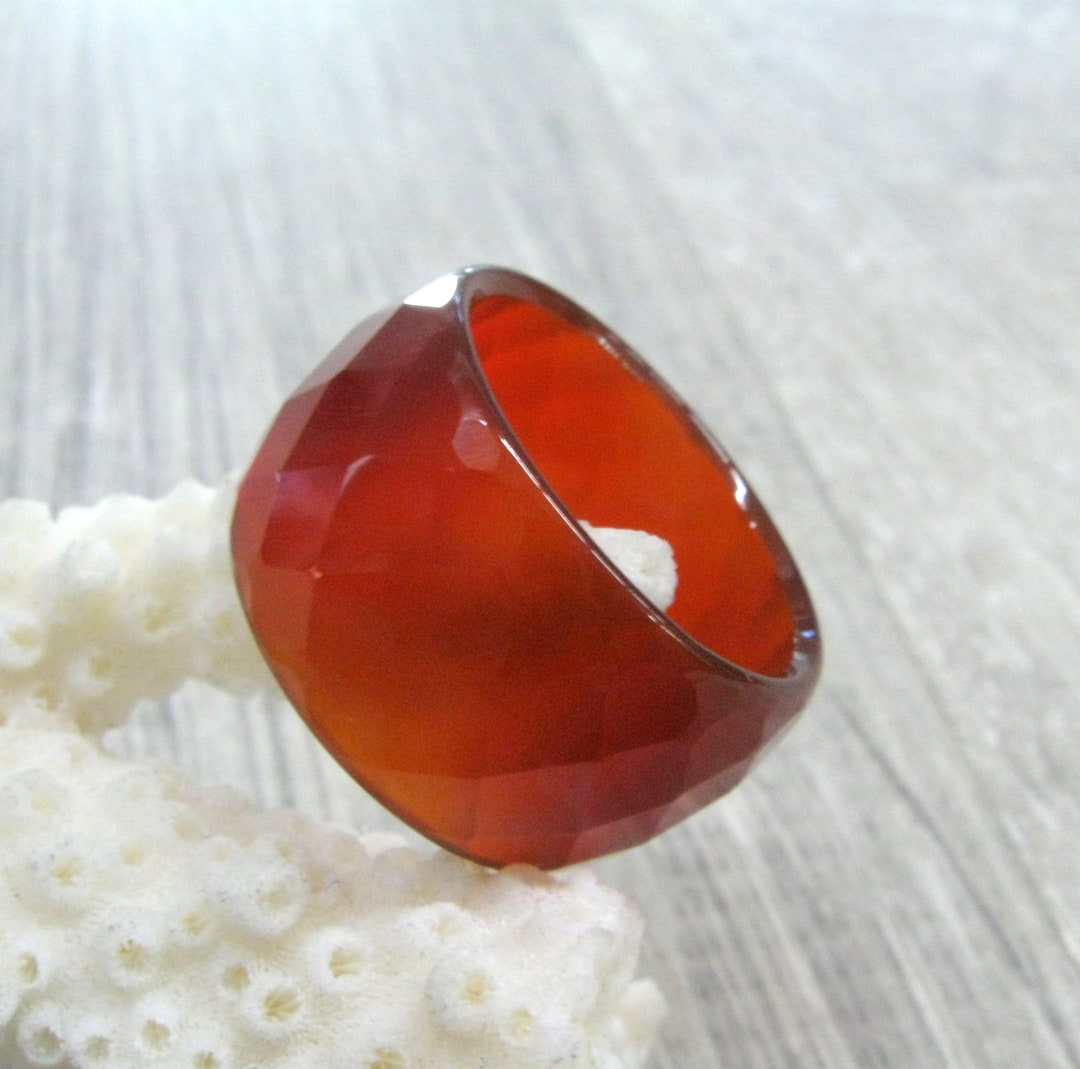Orange Agate Carnelian 11 Mm Wide Band Rings for Women Size 6 7 8 9 10 ...