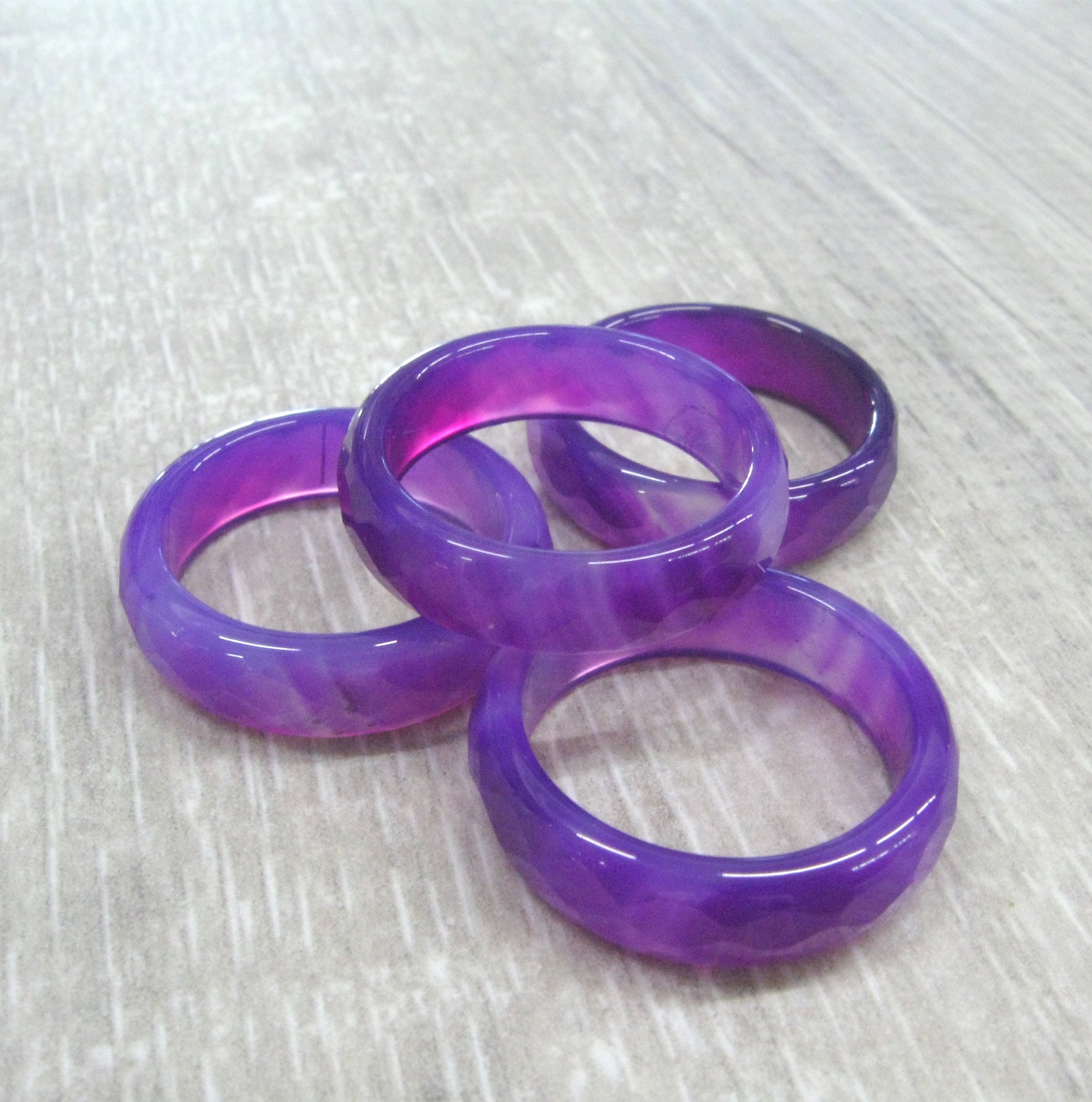 Lilac Purple Gemstone Bands Dyed Agate Carved Stone Ring | Etsy