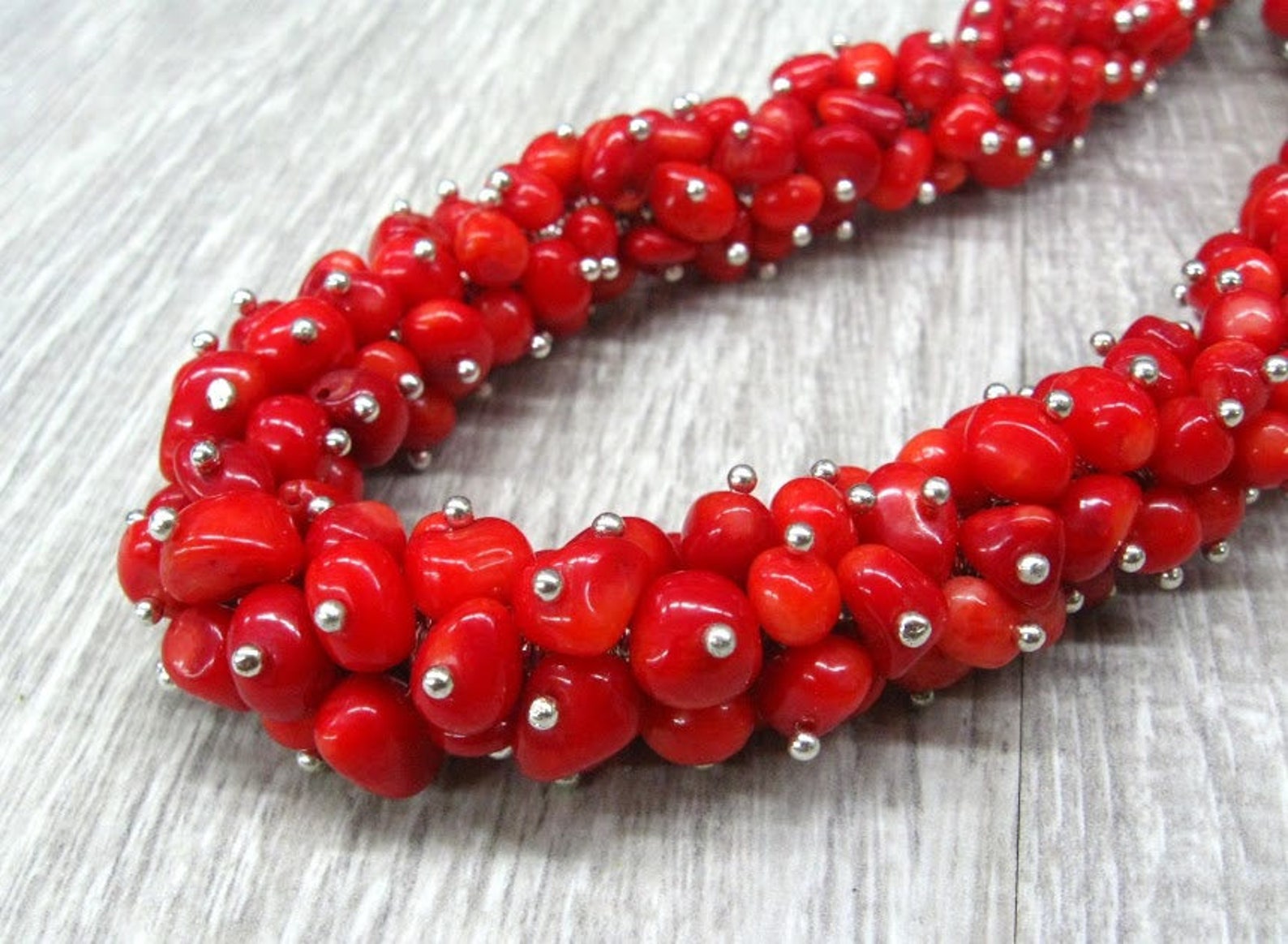 Natural Red Coral Necklace Ukrainian Beaded Necklace Ethnic Etsy