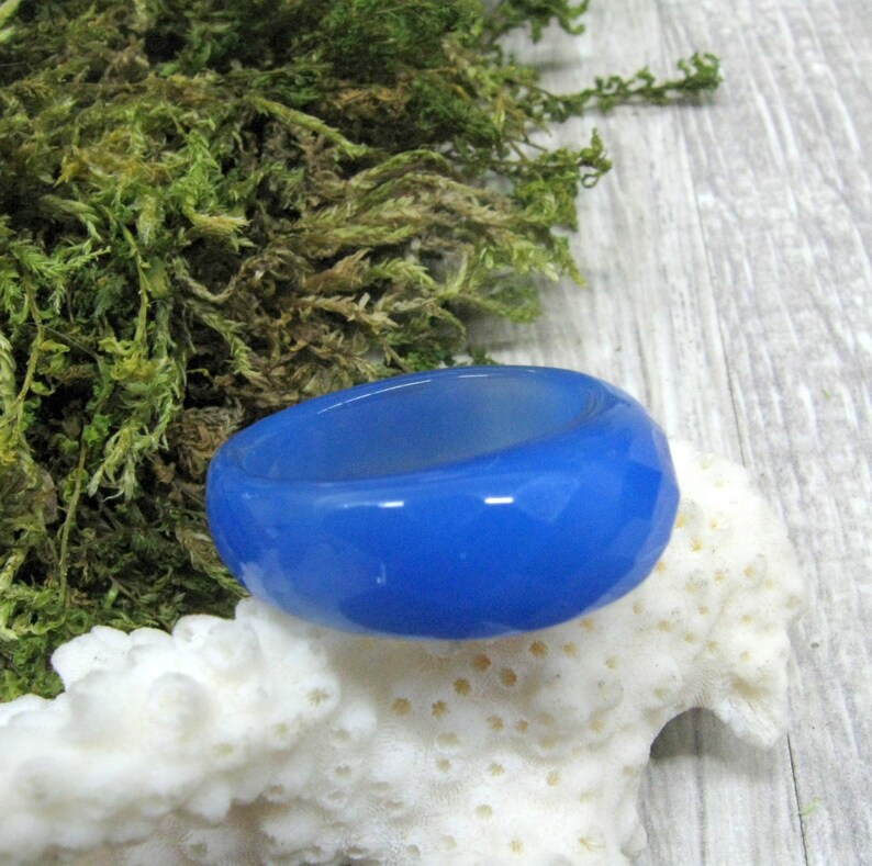 Cornflower Blue Agate Ring Solid Stone Rings Size 6 7 8 9 - Etsy