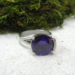 Purple Swarovski Crystal Ring, Russian Vintage Silver Plated Rings for ...