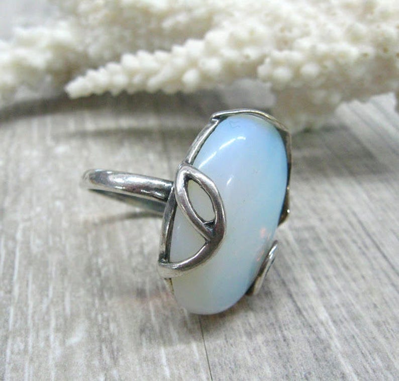 Oval Opalite Moonstone Statement Ring Light Blue Opal Glass - Etsy Oval Opalite Moonstone Statement Ring Light Blue Opal Glass - Etsy