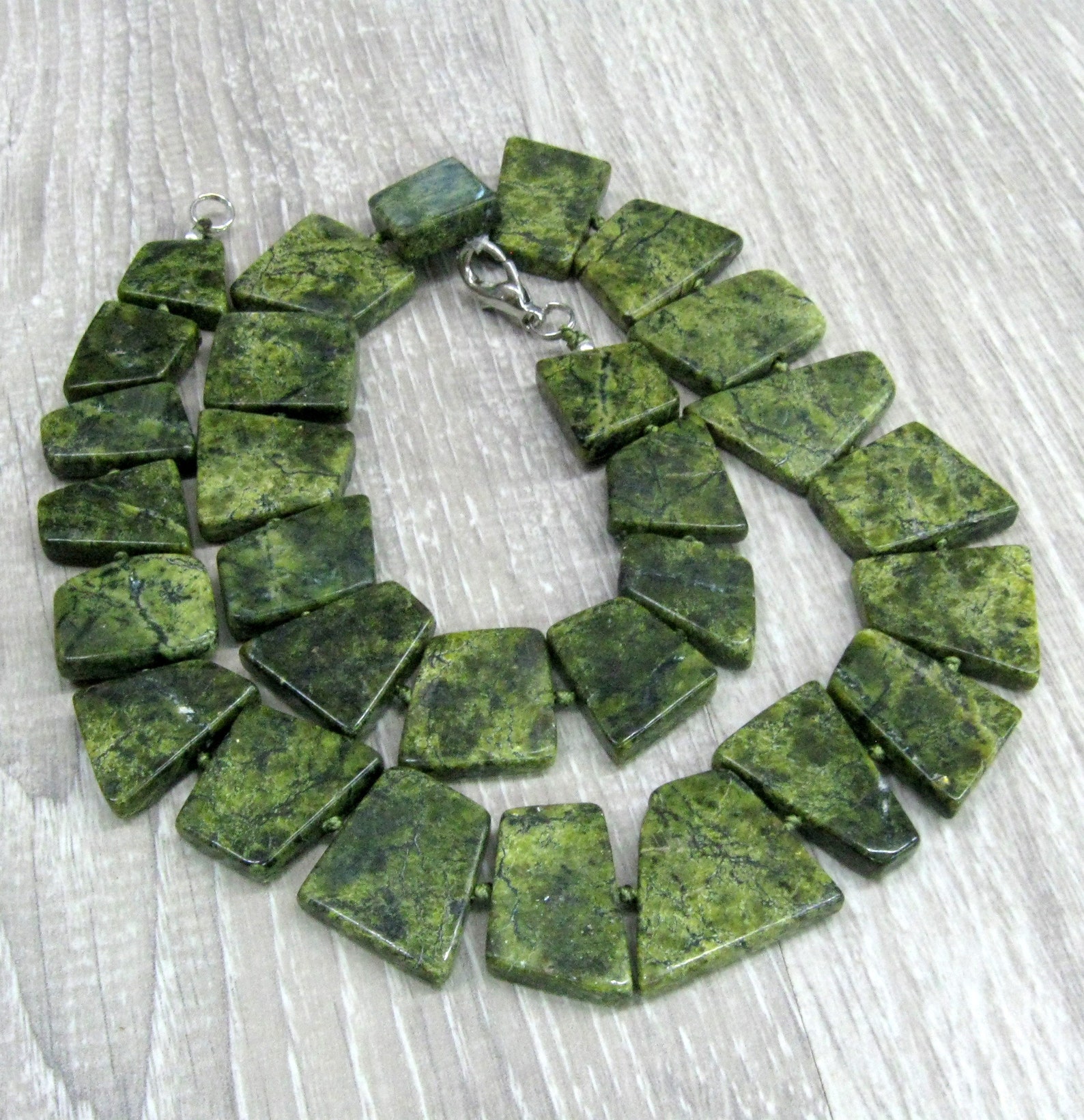 Russian Serpentine Gemstone Jewelry Chunky Stone Slab Necklace - Etsy