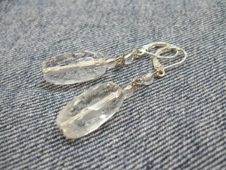 Crystal Quartz Drop Earrings Crystal Clear Dangle Earrings - Etsy