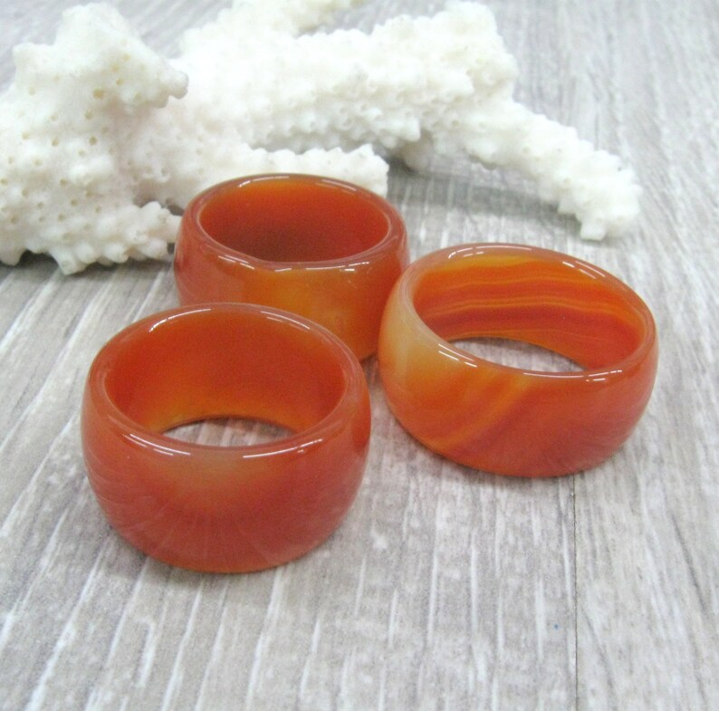 Extra Wide Band Rings Carved Stone Rings Solid Stone Orange | Etsy