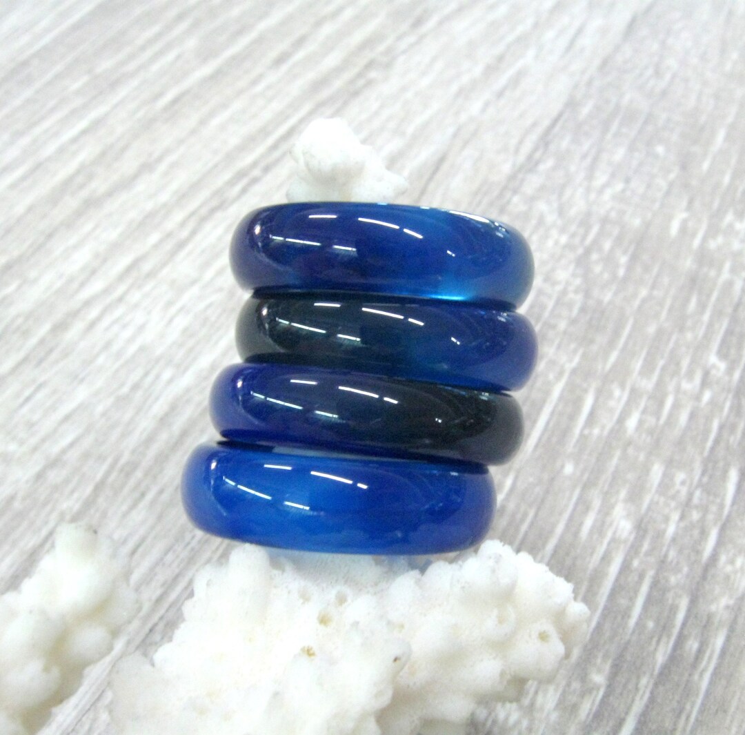 Dark Blue Agate Band Ring 6 Mm Wide Ring Size 5 6 7 8 9 Navy Blue ...