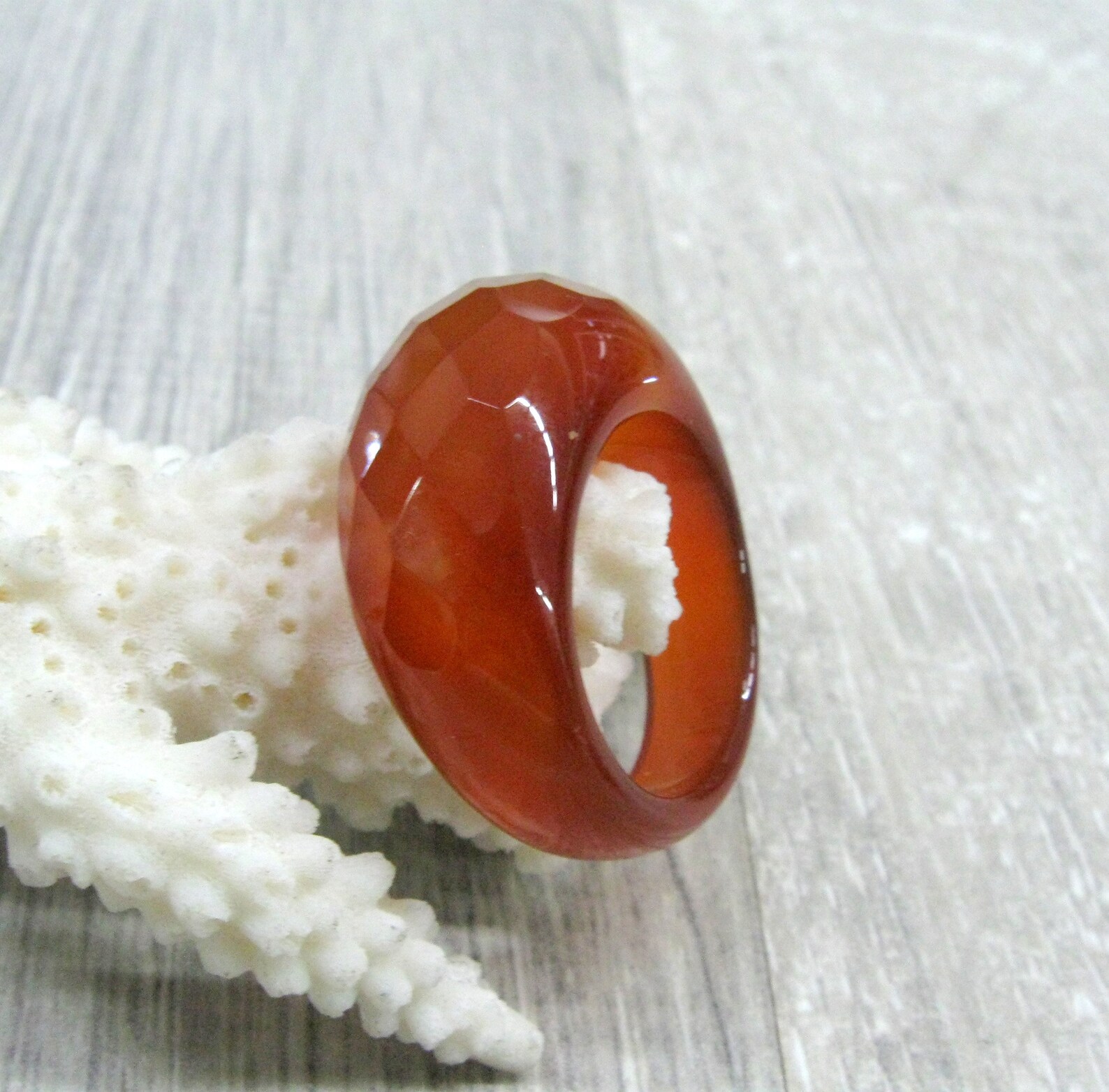 Red Orange Agate Carnelian Carved Stone Ring Size 8 3/4 9 9 - Etsy