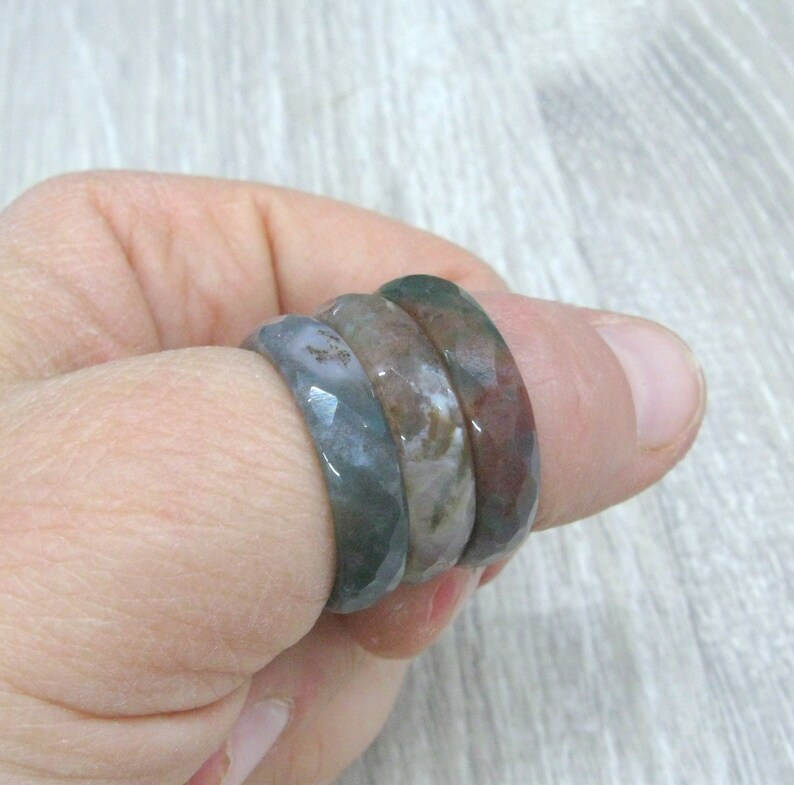 Multi Color Fancy Indian Agate Solid Stone Rings Faceted - Etsy