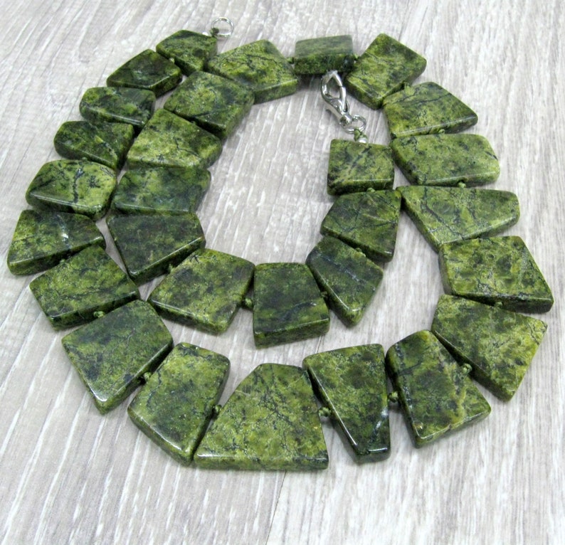 Russian Serpentine Gemstone Jewelry Chunky Stone Slab Necklace - Etsy