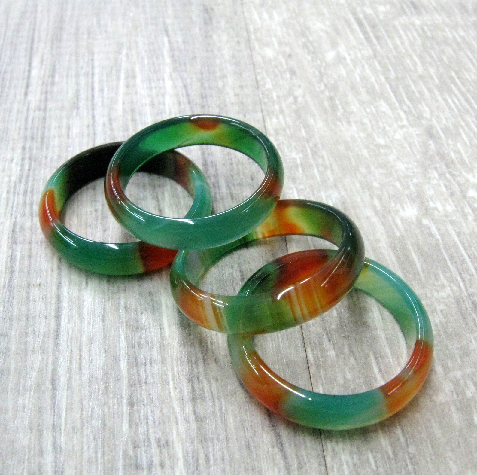Green and Orange Fancy Agate Gemstone Band Rings Size 4 5 6 7 - Etsy