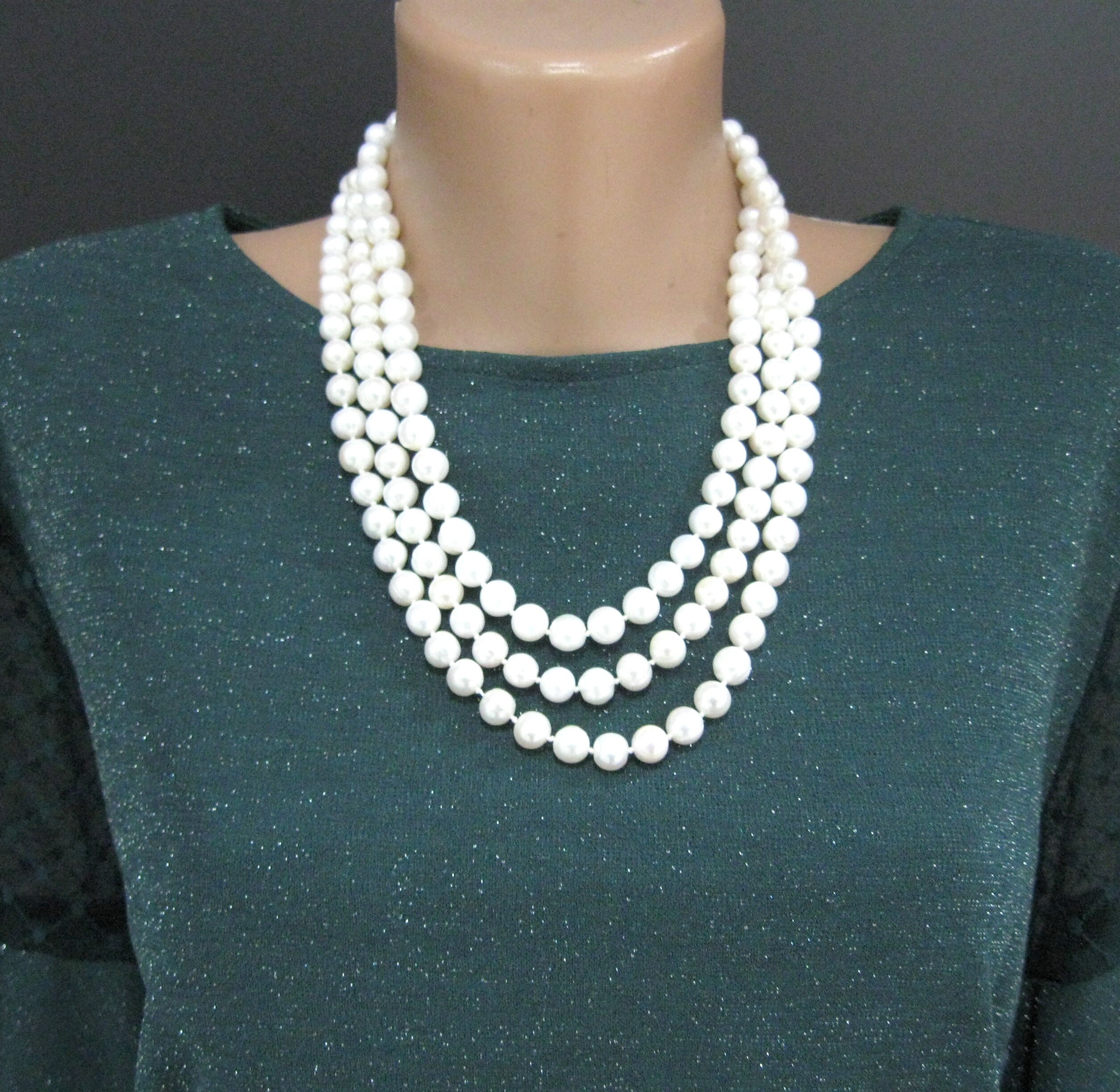 Extra Long Freshwater Pearl Necklace 62 Inch Knotted Strand Etsy