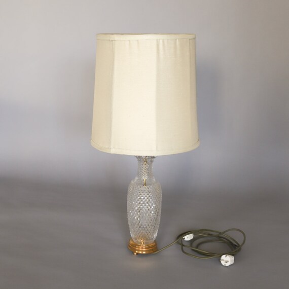 Stunning Crystal Glass Table Lamp Cream Shade/cut Crystal | Etsy