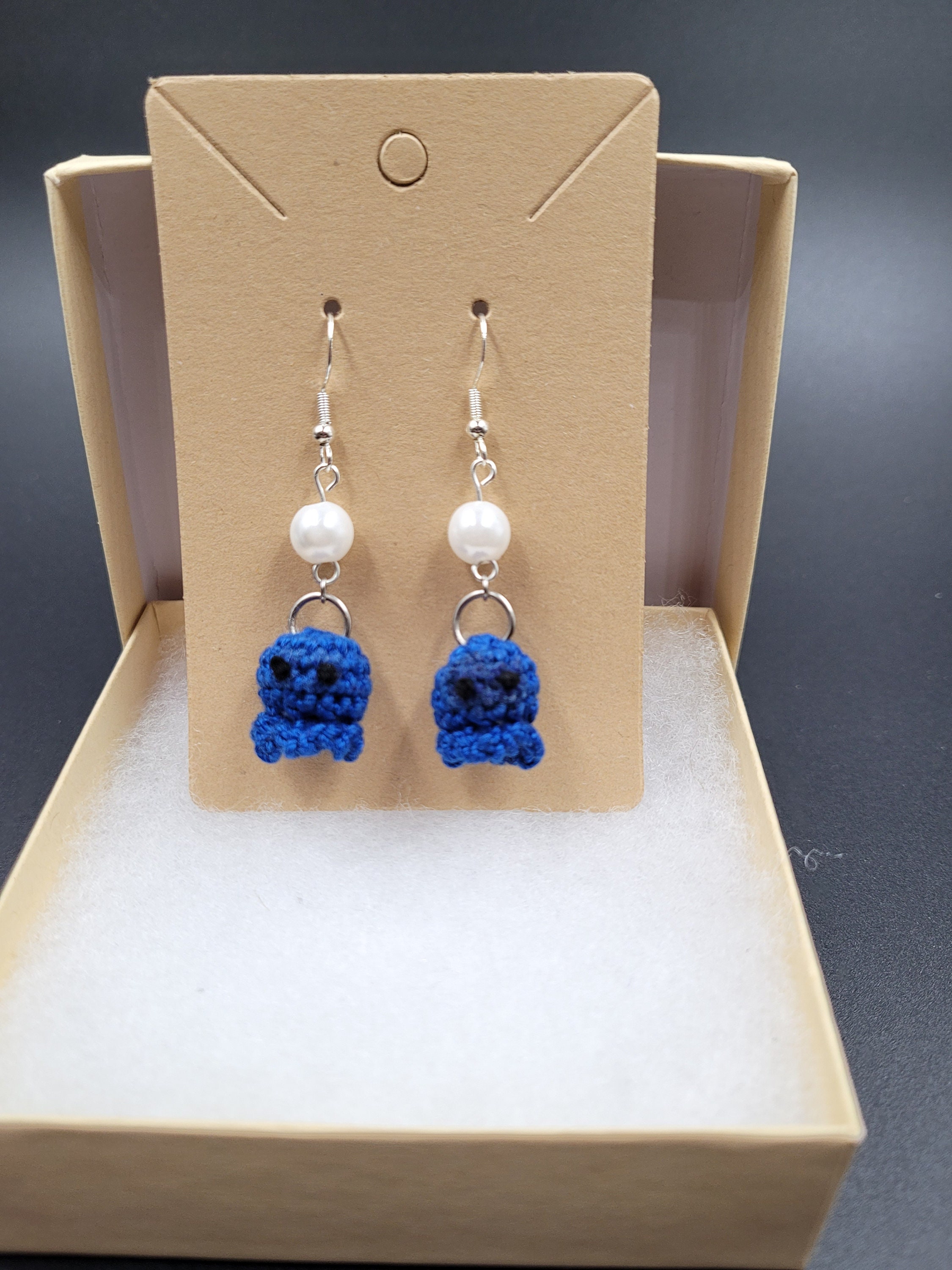 Micro Amigurumi Crochet Thread Octopus .925 Silver Earrings - Etsy