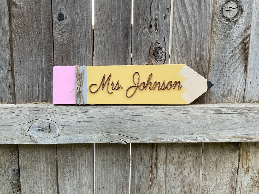 Personalized Pencil Teacher Sign - Etsy