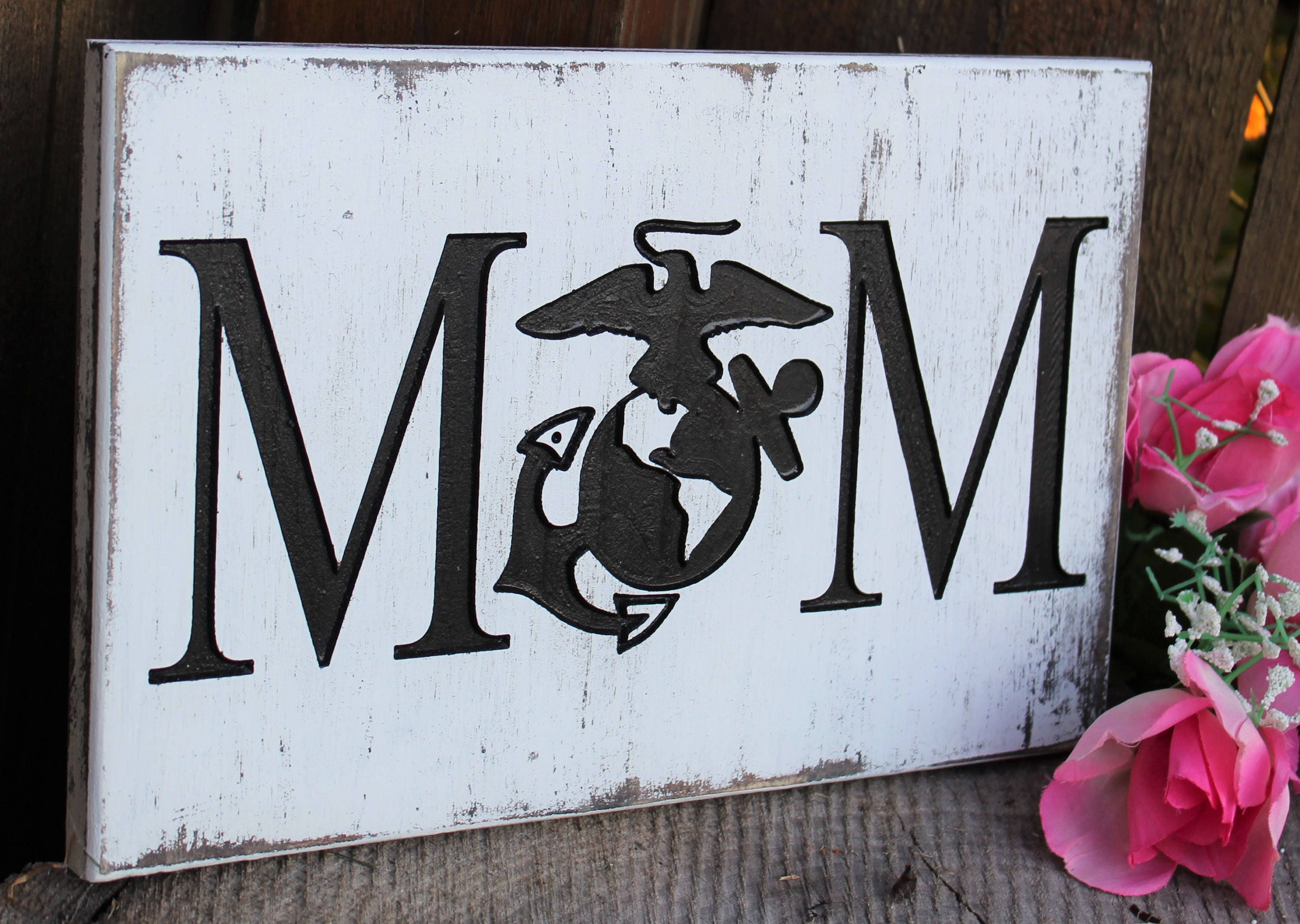 Military Mom Gifts USMC Mom Marine Corps Mom Wood Sign | Etsy