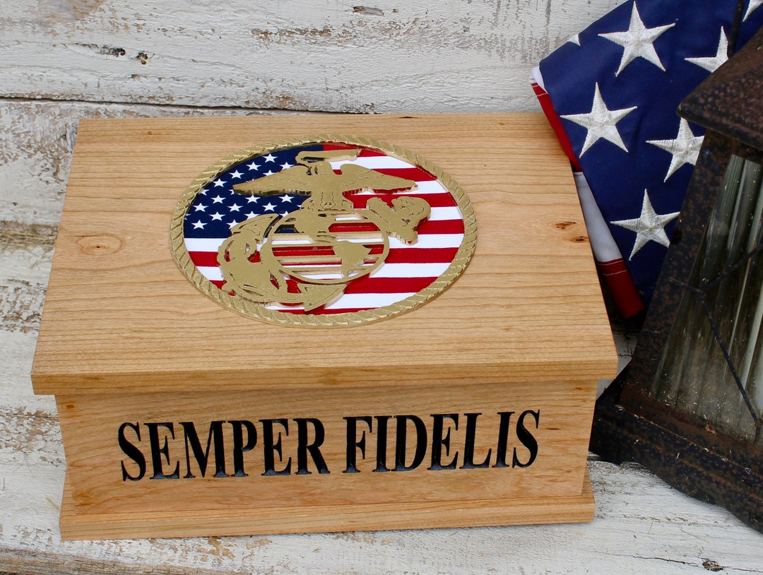 Marine Corps Keepsake Box Made of Solid Wood - Personalized USMC Letter ...
