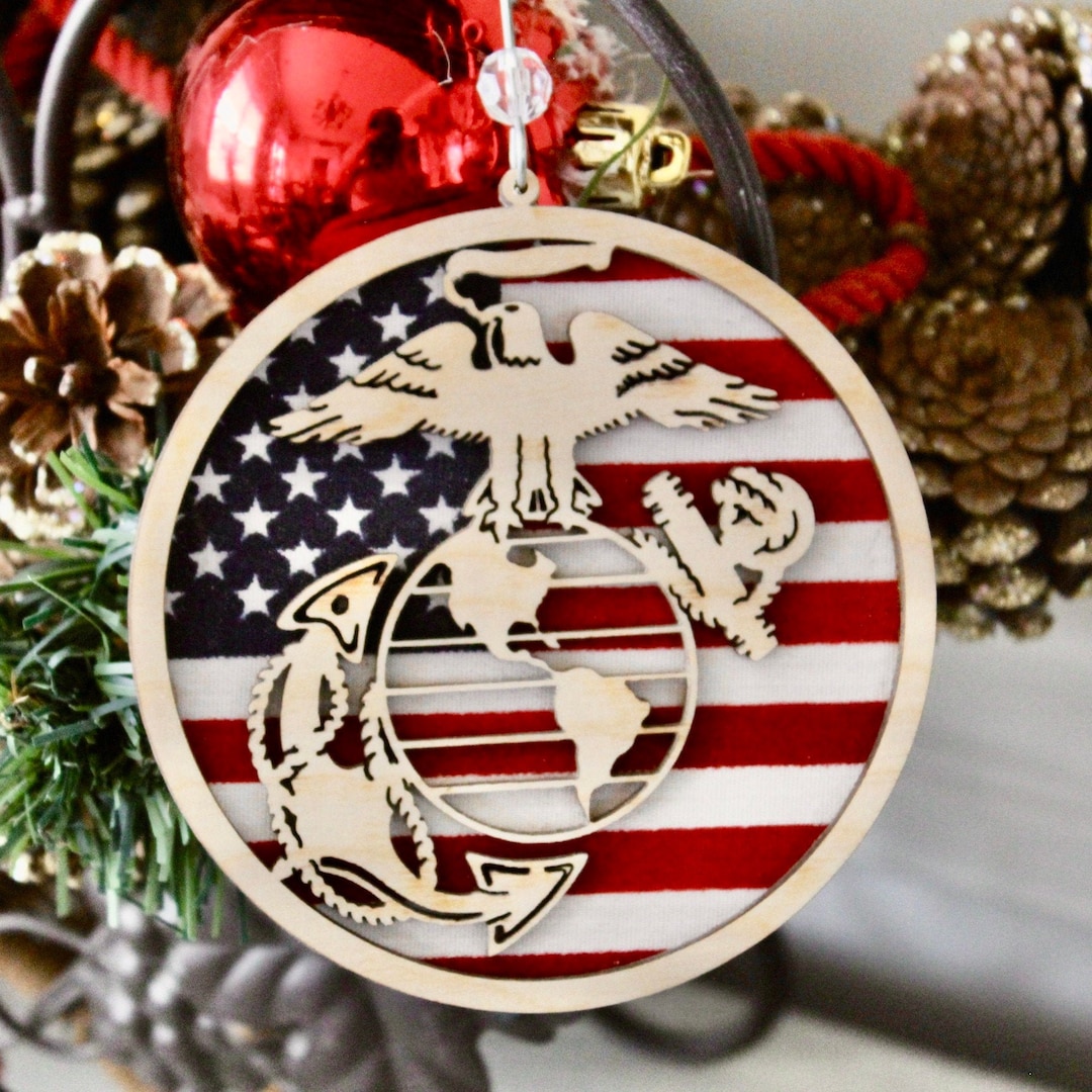 Handmade USMC Wood Christmas Ornament: Marine Corps EGA Gift - Etsy
