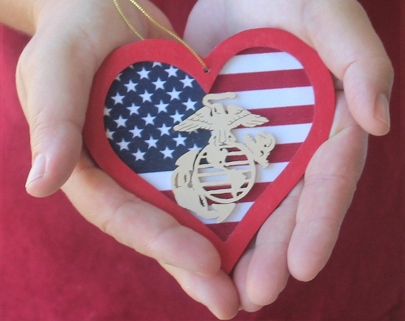 Marine Corps Ornament USMC Heart Shaped Ornament Marine Gift | Etsy