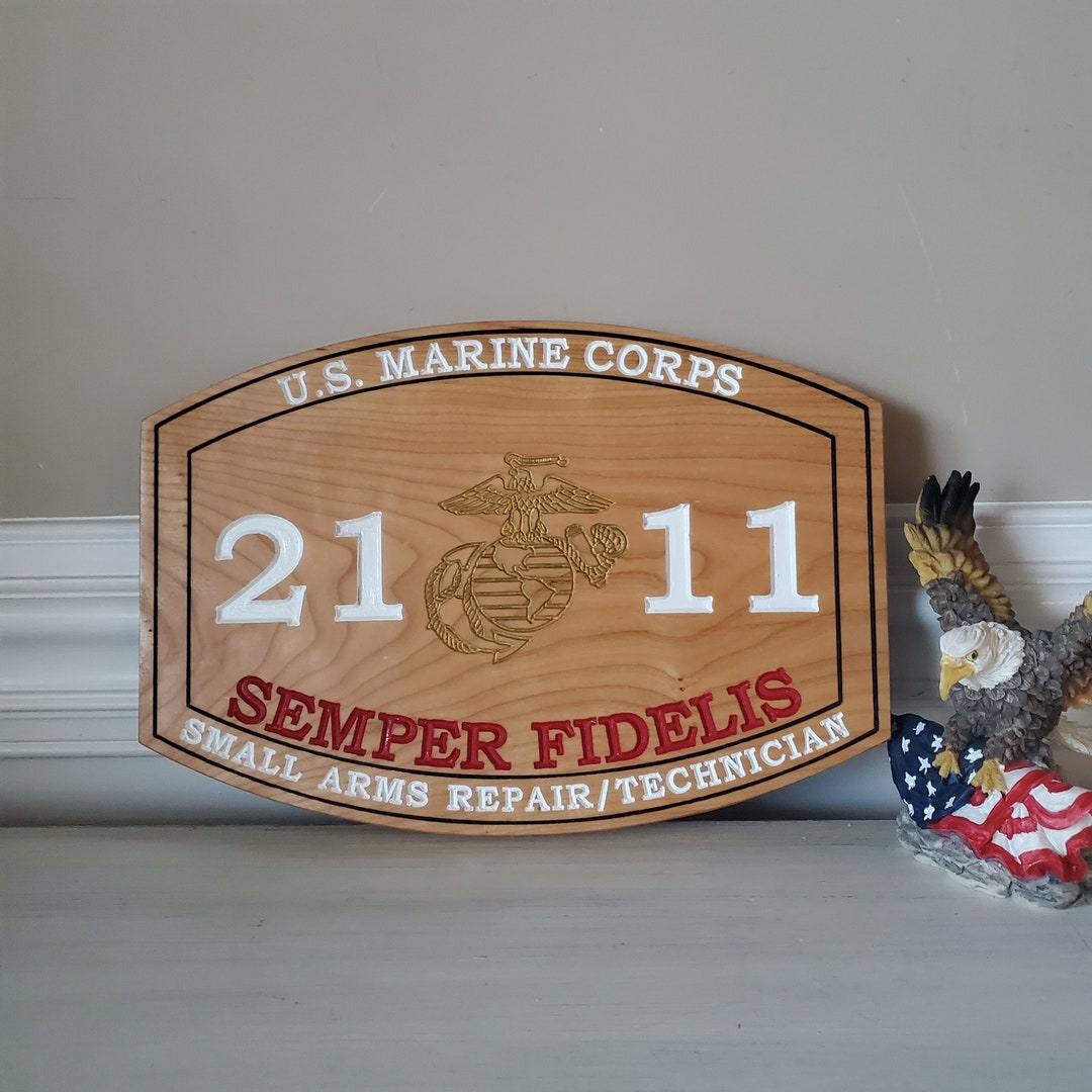 USMC Gift Marine Corps MOS Plaque Made of Solid Wood Carved Wood Plaque ...