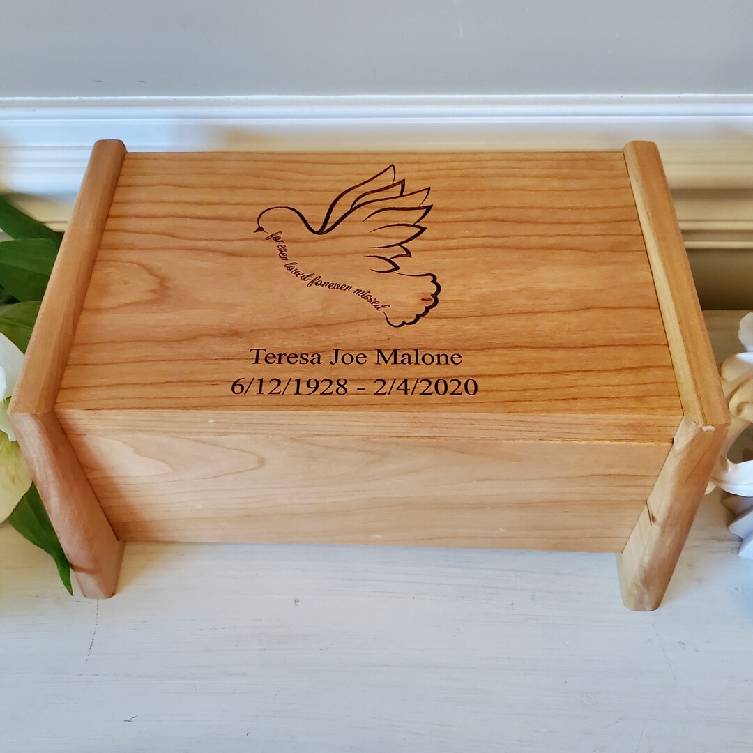 Personalized Dove Urn: Laser Engraved Cherry Wood Memorial - Etsy