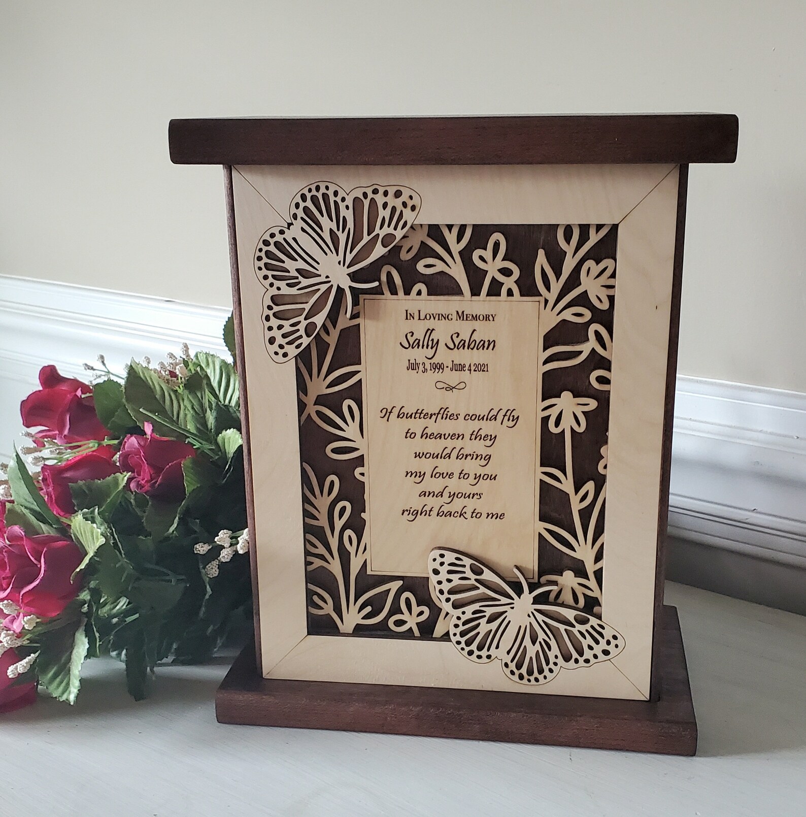 Personalized Butterfly Cremation Urn With Poem Hardwood Urn - Etsy