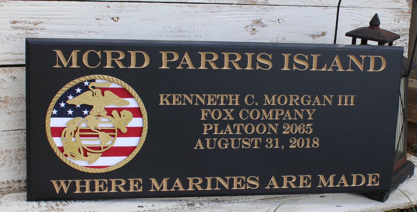 Marine Corps Boot Camp Graduation Carved Wood Plaque With EGA and ...