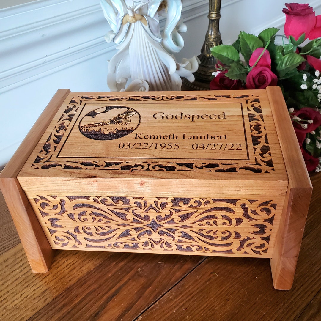 Flying Eagle Wooden Cremation Box for Human Ashes Nature - Etsy