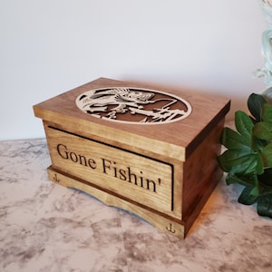 Gone Fishin Wood Cremation Box Urn for Adult Cremains - Bass Fishing ...