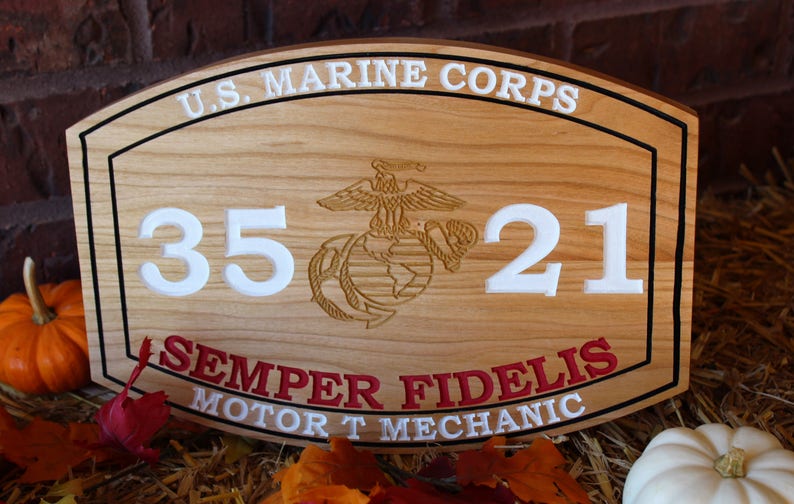 USMC Gift Marine Corps MOS Plaque Made of Solid Wood - Etsy