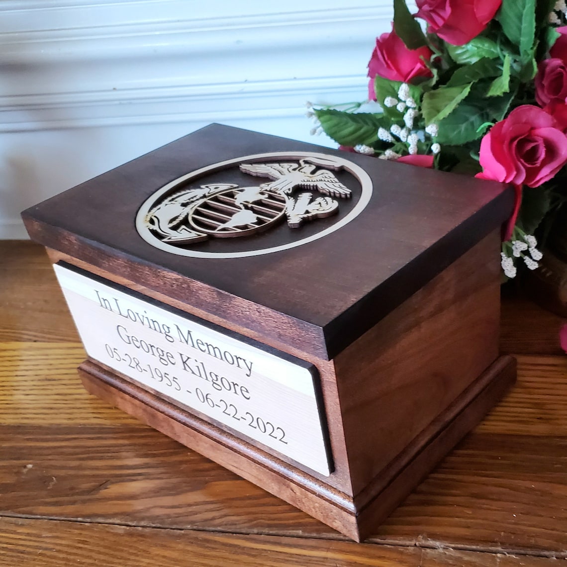 USMC Cremation Urn: Personalized Marine Corps Veteran Memorial - Etsy