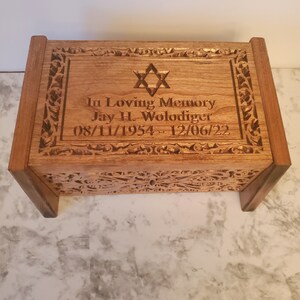 Jewish Star of David Cremation Urn - Adult Cremation Ashes Keepsake Urn ...