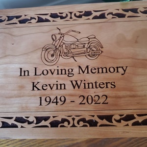 Motorcycle Urns for Human Ashes, Bike Riders Memorial Keepsake Wooden ...
