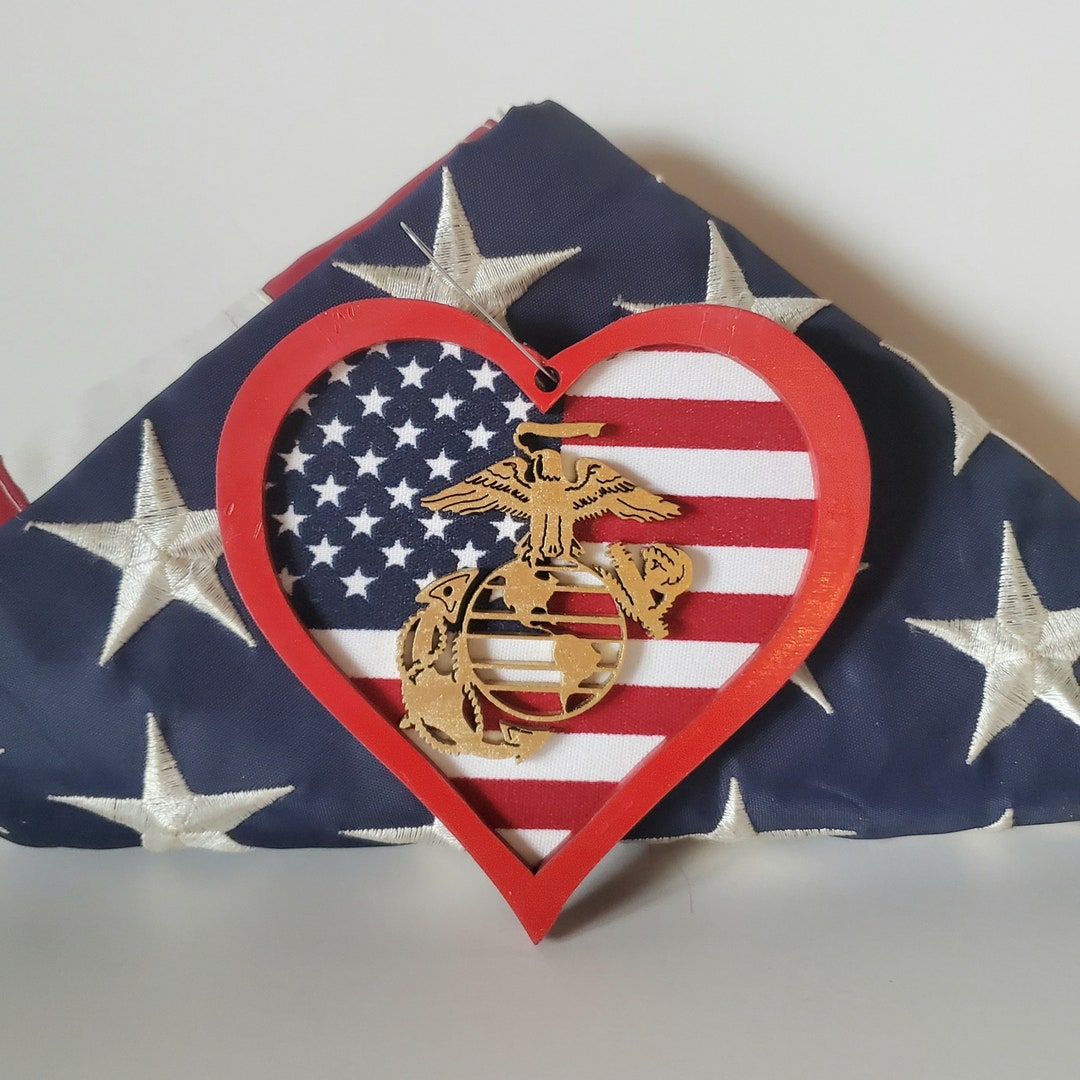 Marine Corps Ornament, USMC Heart Shaped Ornament, Marine Gift Topper ...