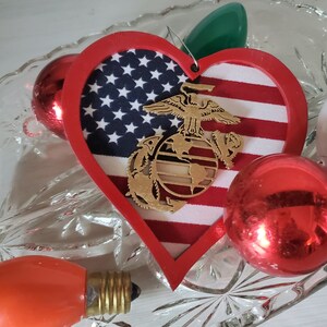 Marine Corps Ornament, USMC Heart Shaped Ornament, Marine Gift Topper ...