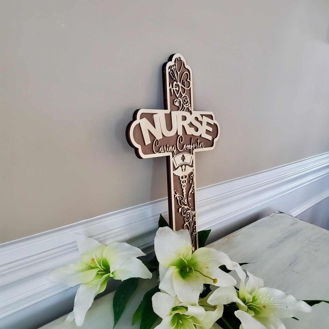 Nurse Cross Made of Wood - Registered Nurse Graduation Gift - Nursing ...