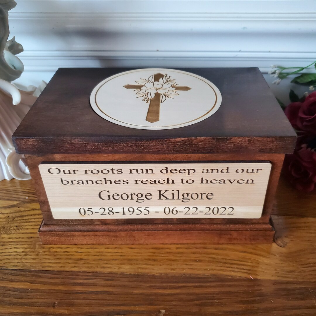 Floral Cross Cremation Urn for Human Ashes - Personalized Christian ...