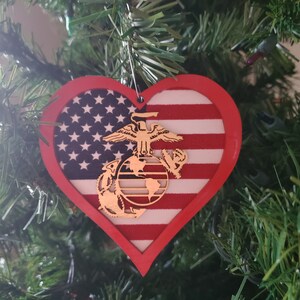 Marine Corps Ornament, USMC Heart Shaped Ornament, Marine Gift Topper ...