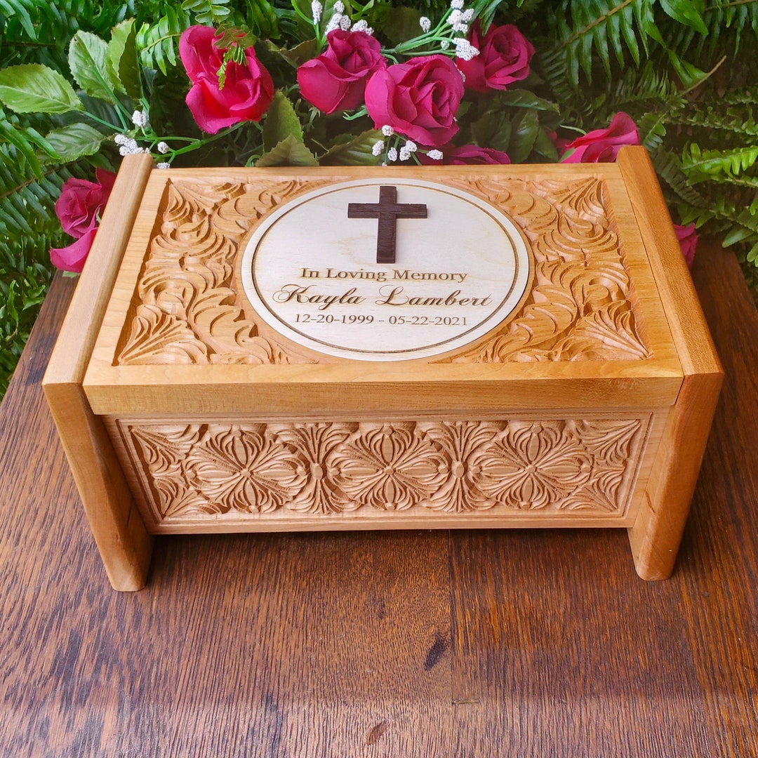 Religious Cross Cremation Urn for Adult Ashes Wooden Box - Etsy