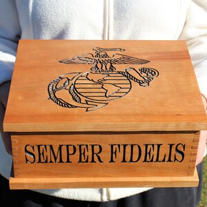 Personalized Marine Corps Letter Keepsake Box - Engraved Wood Box ...