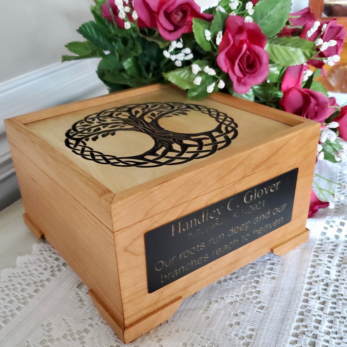 Tree of Life Cremation Urn Wooden Burial Casket Our Roots - Etsy