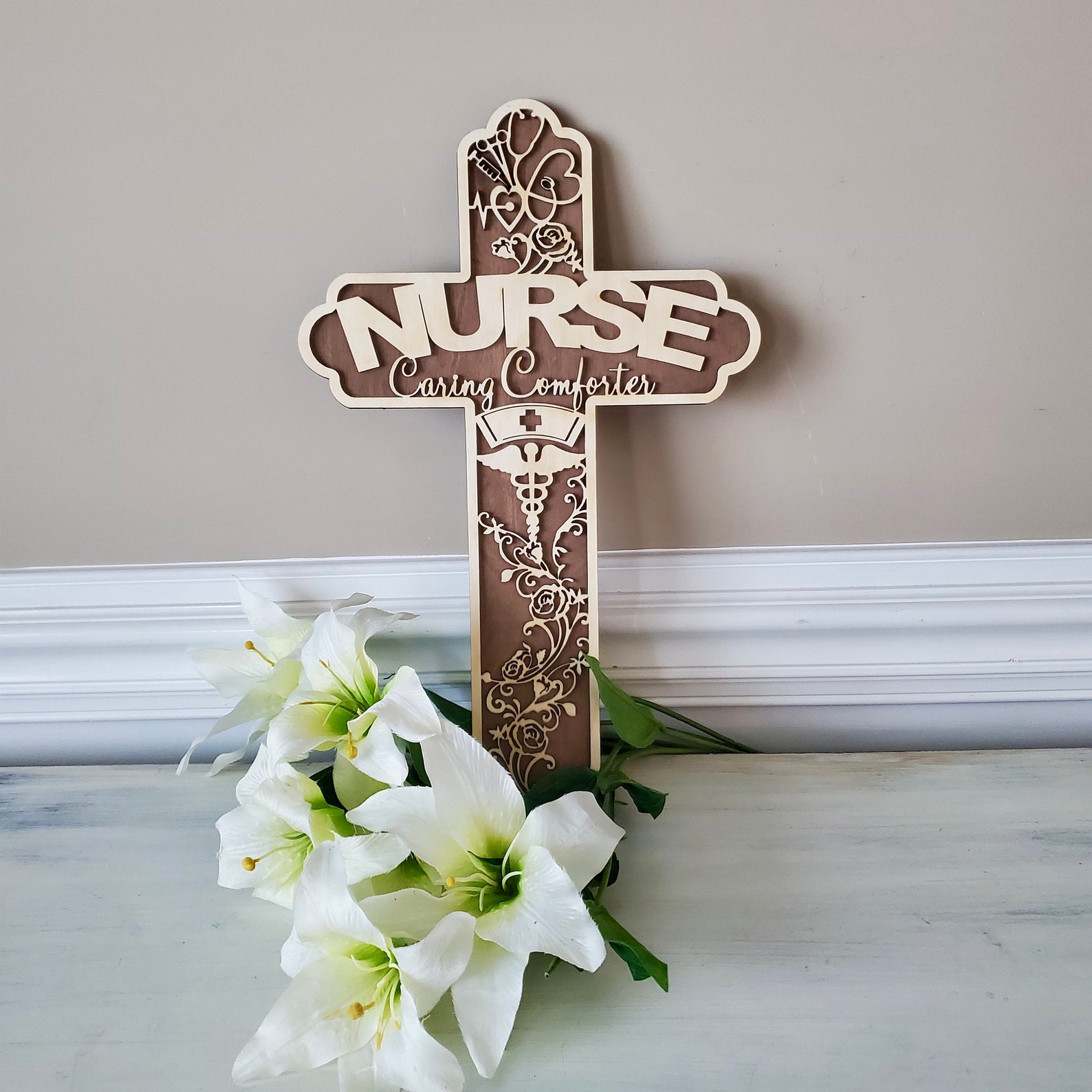 Nurse Cross Made of Wood - Registered Nurse Graduation Gift - Nursing ...