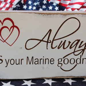 Marine Wife Wooden Sign With Distressed White Background and Brown Wood ...