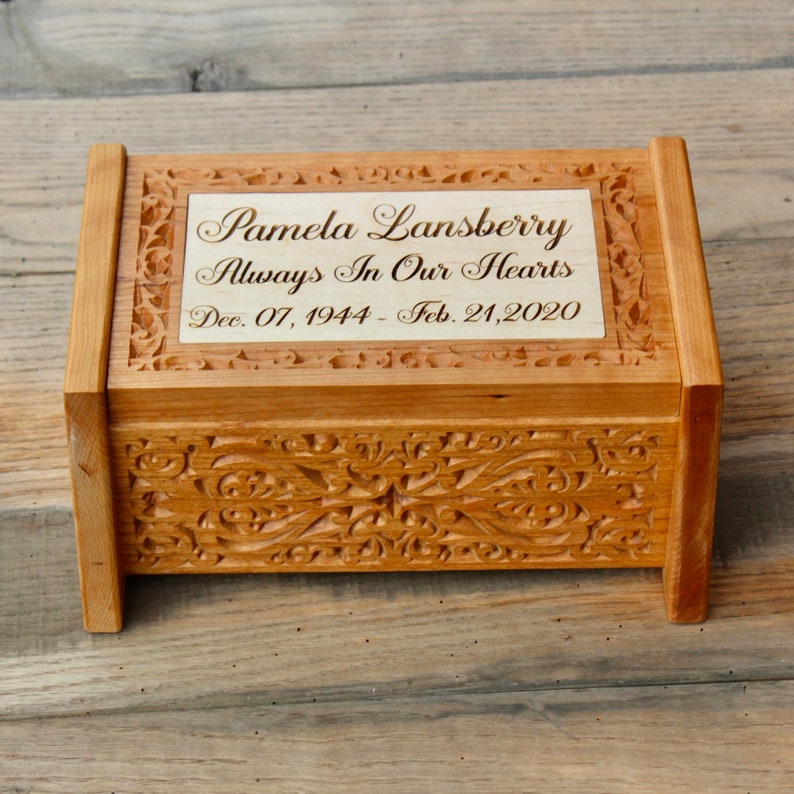 Elegant Personalized Wood Urn Box For Cremation Beautiful | Etsy