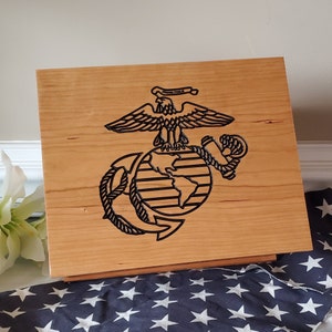 Marine Corps Urn, Wooden Military Cremation Urn for Burial ...