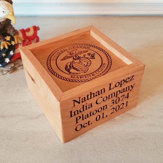 Marine Corps Pin Box Made of Cherry Wood Personalized Small | Etsy