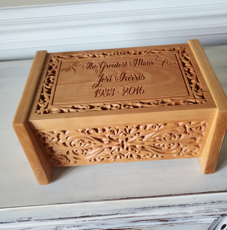 Personalized Dragonfly Urn for Human Ashes Wooden Memorial | Etsy