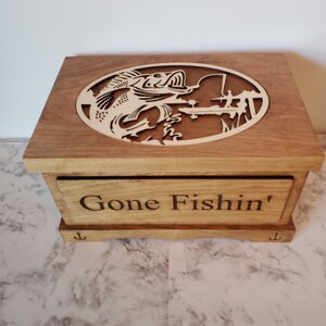 Gone Fishin Wood Cremation Box Urn for Adult Cremains - Bass Fishing ...