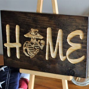 Home Sign, Carved Wood Sign, Engraved Sign, Military Home Decor, USMC ...
